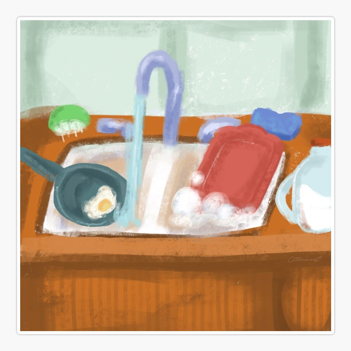 Maneki Soapy Sink Sticker, Phone Decal Water Bottle Stickers Car Decals ...