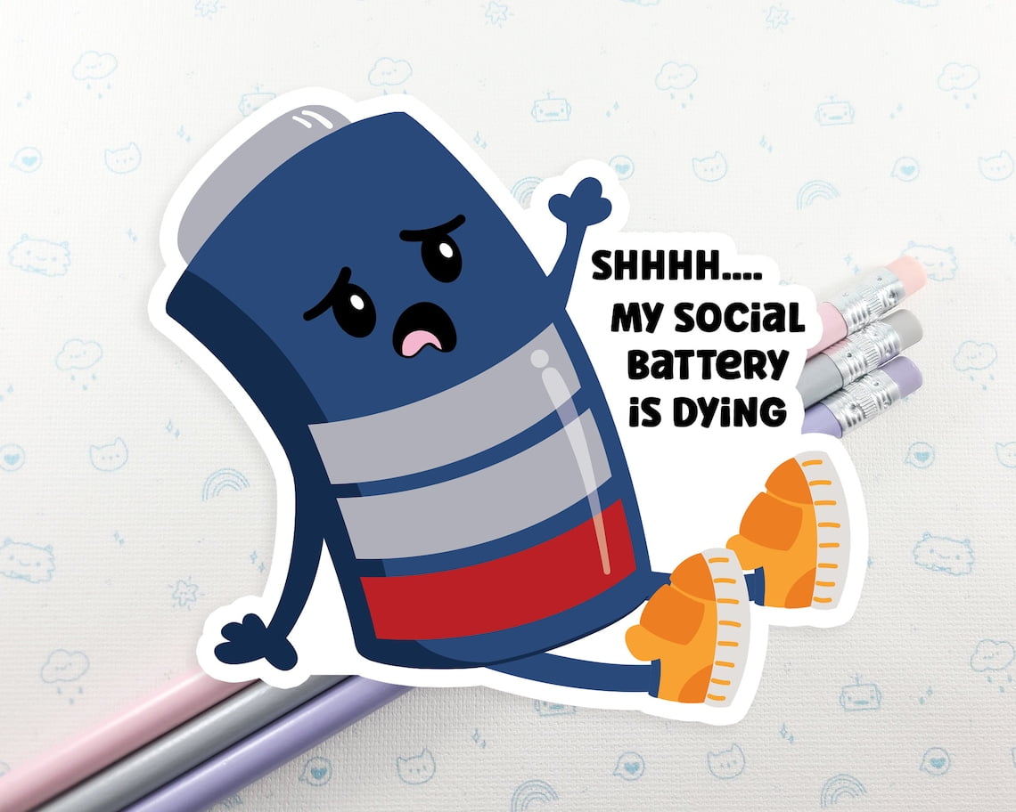 Maneki Social Battery Vinyl Er, Funny Battery Drained Er, Pun Er ...