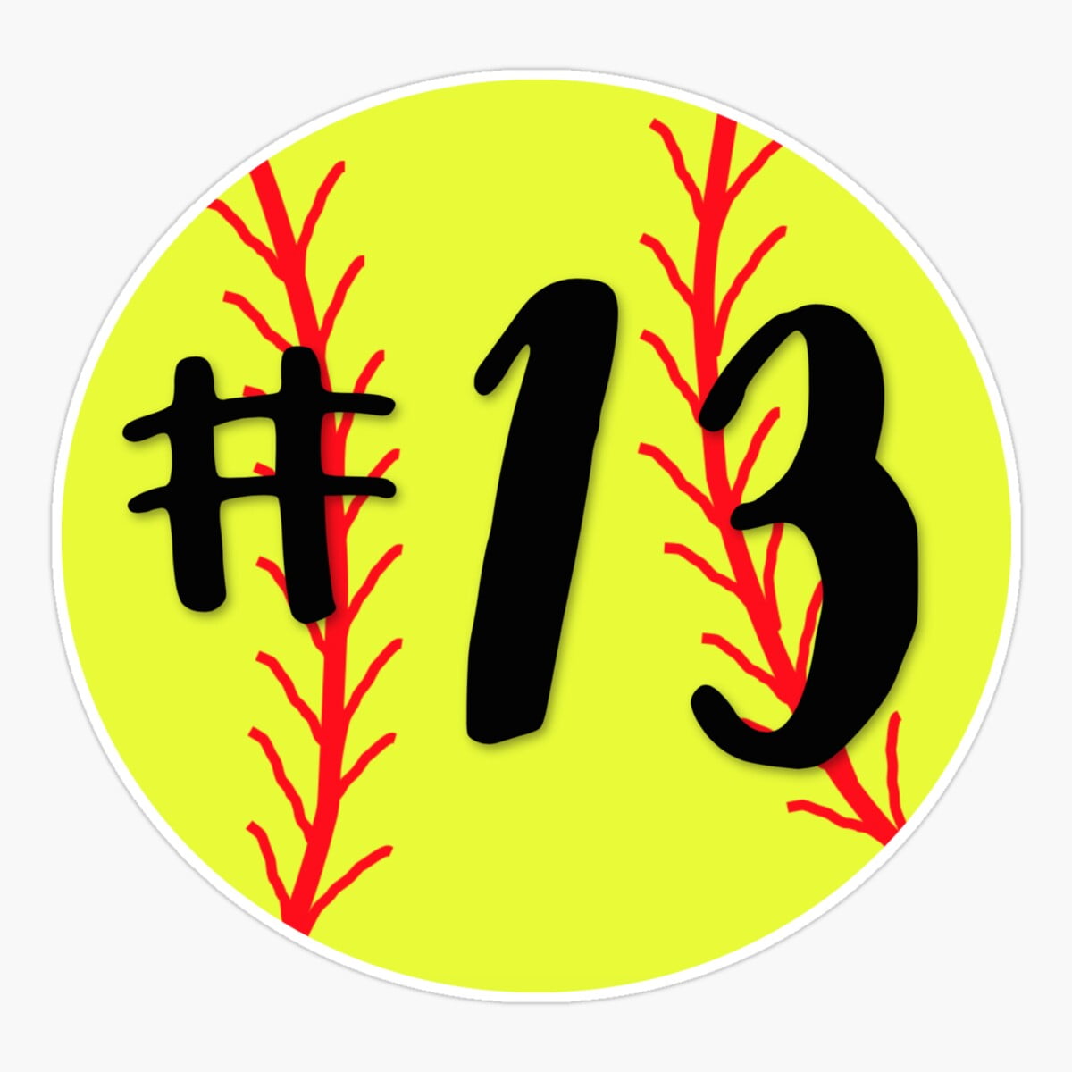 Maneki Softball #13 Er, Phone Decal Water Bottle Stickers Car Decals ...