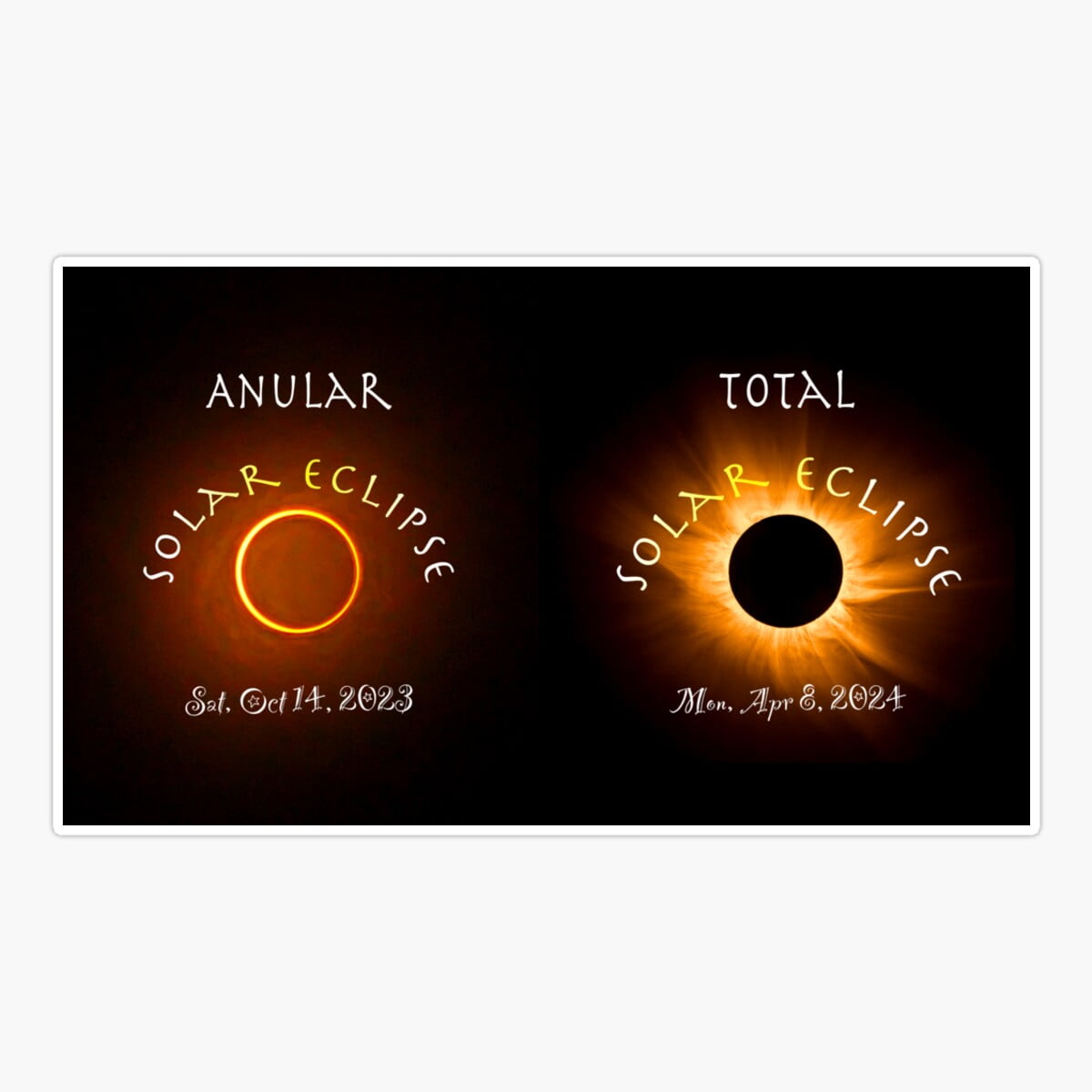 Maneki Solar Eclipse 2023 And 2024 Sticker, Phone Decal Water Bottle ...