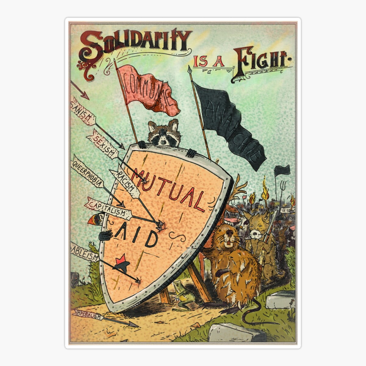 Maneki Solidarity Is A Fight – Mutual Aid & Anarchy Sticker, Phone ...