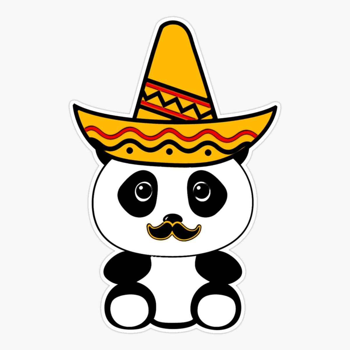 Maneki Sombrero Panda Sticker, Phone Decal Water Bottle Stickers Car ...