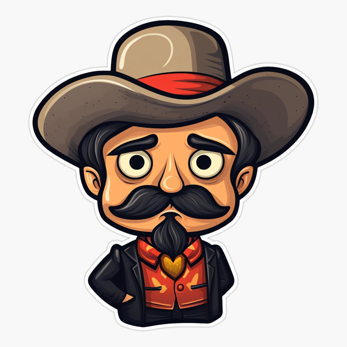 Maneki Somewhat Worried Mexican Gentleman Sticker, Phone Decal Water ...