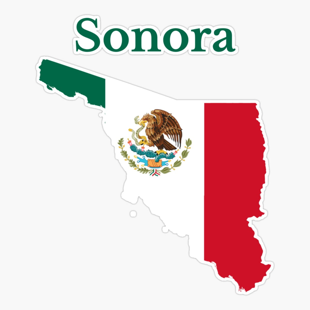Maneki Sonora State Map, Mexico. Sticker, Phone Decal Water Bottle ...