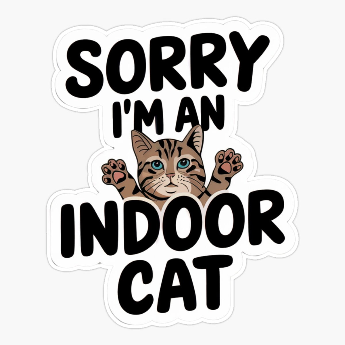 Maneki Sorry I'M An Indoor Cat Sticker, Phone Decal Water Bottle ...