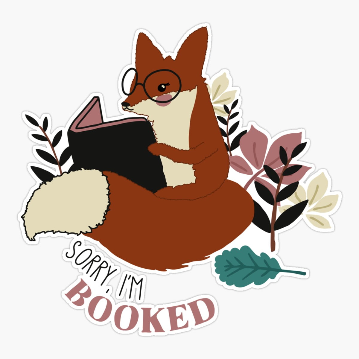 Maneki Sorry I'M Booked Reading Ox Sticker Sticker, Phone Decal Water ...