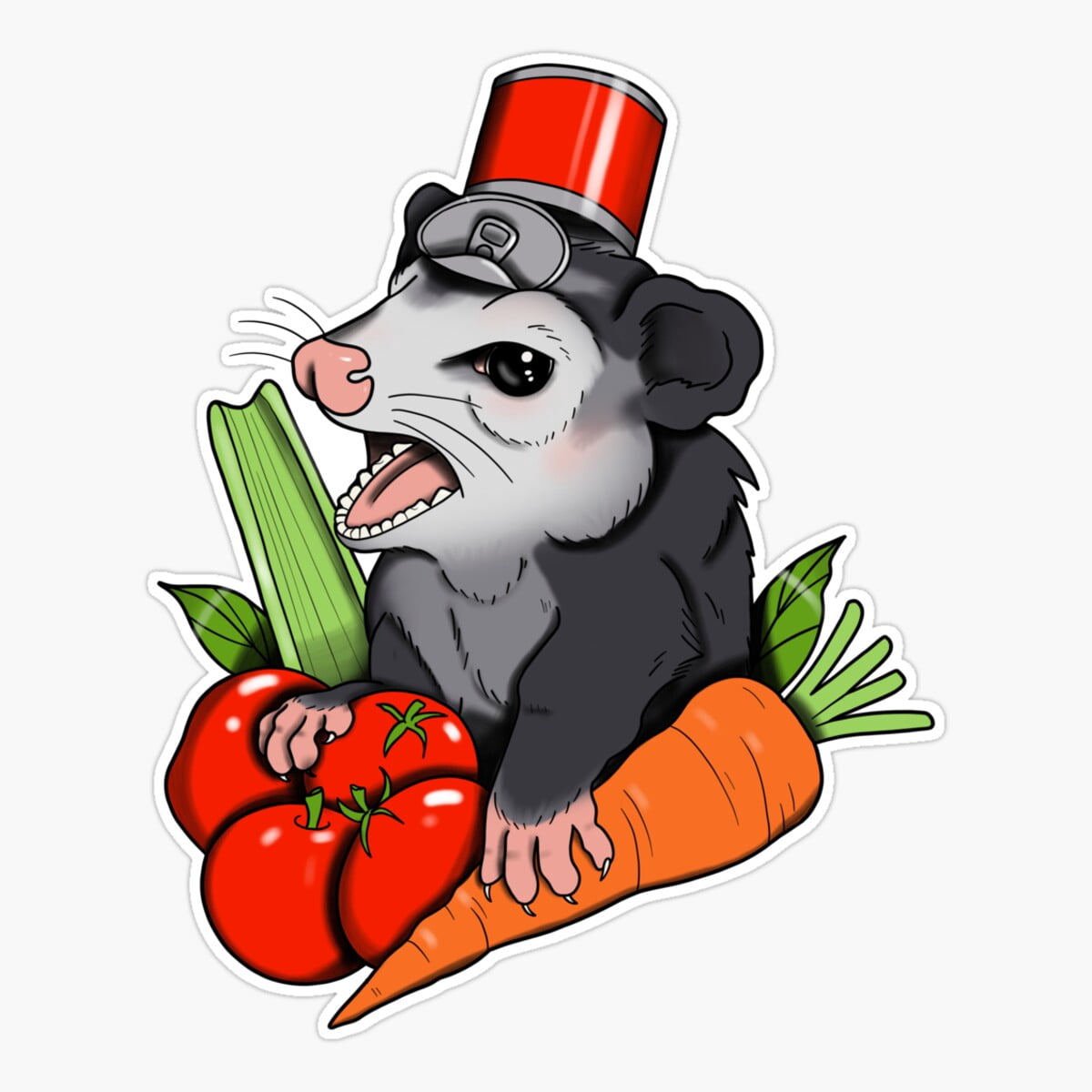 Maneki Soup Opossum Sticker, Phone Decal Water Bottle Stickers Car ...