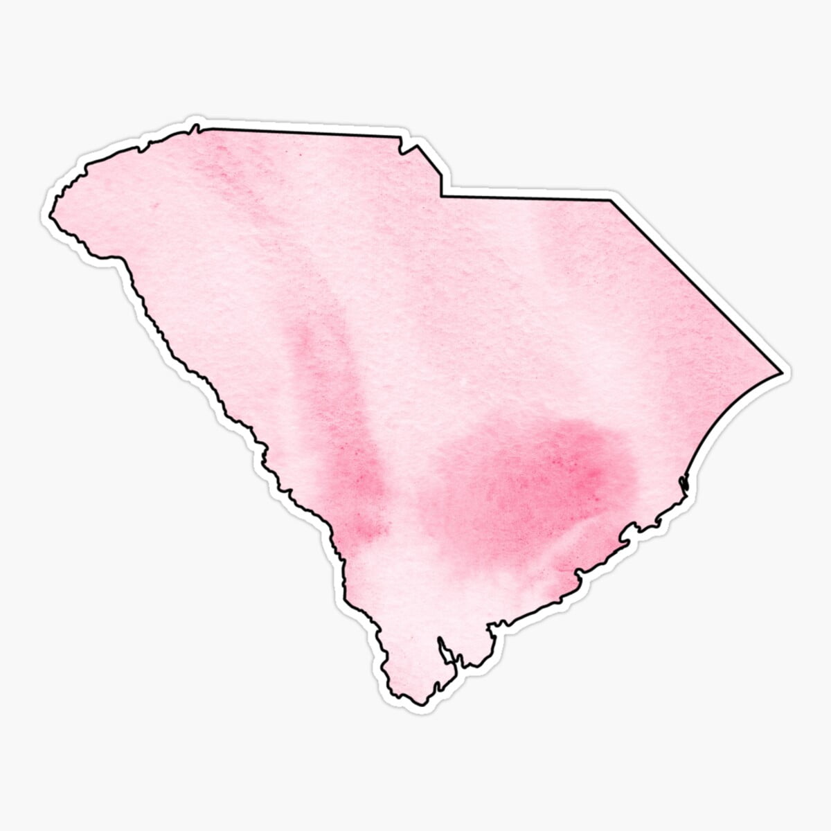 Maneki South Carolina State Outline, Pink Watercolor Sticker, Phone ...