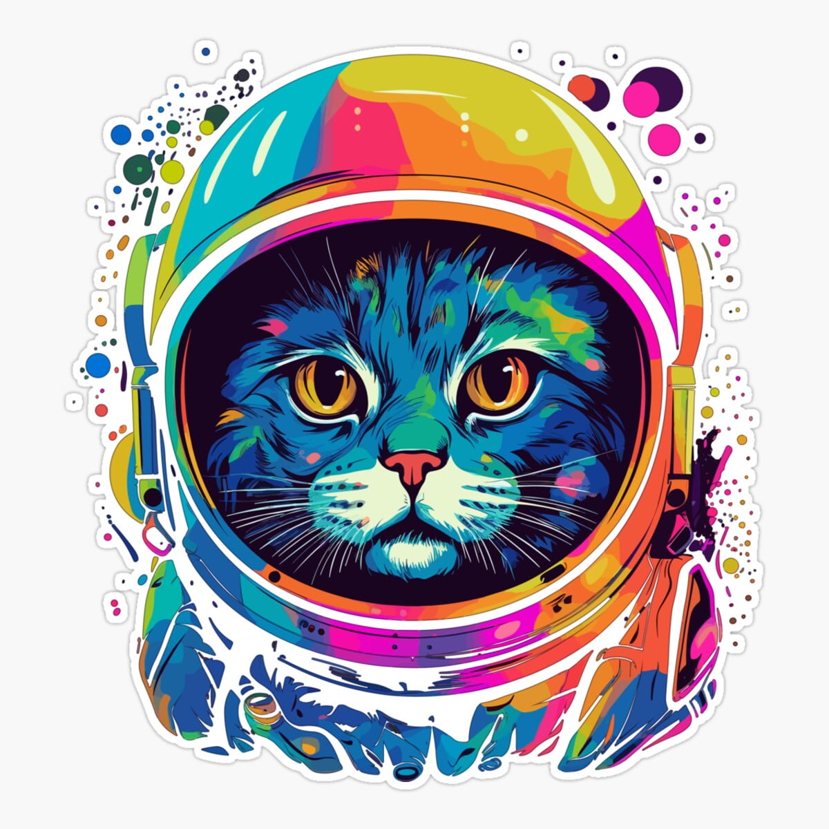 Maneki Space Astronaut Cat Gits Space Cat Sticker, Phone Decal Water ...