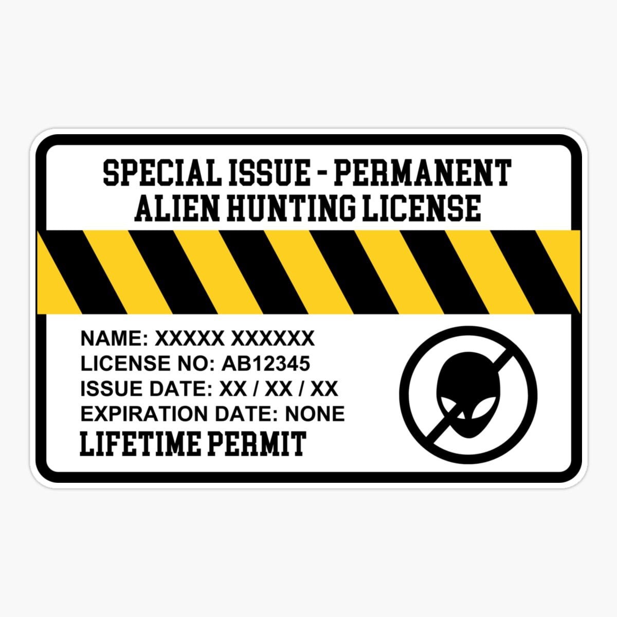 Maneki Special Issue License Permit Alien Hunting Er, Phone Decal Water ...