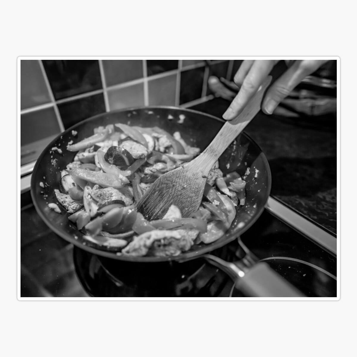 Maneki Spicy Chicken Dinner Cooking On The Hob Sticker, Phone Decal ...