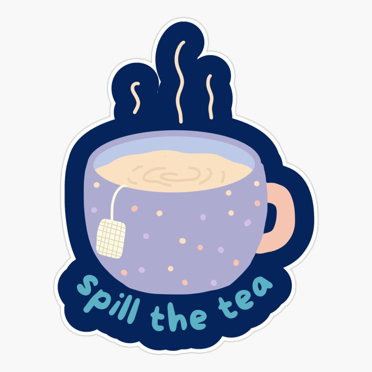 Maneki Spill The Tea Cute Hot Tea Cup Drink Er Er, Phone Decal Water ...