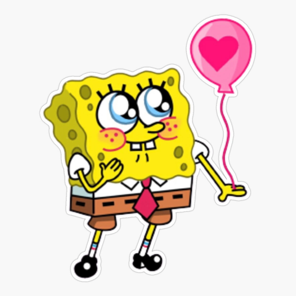 Maneki Sponge Bob With A Balloon Sticker, Phone Decal Water Bottle ...
