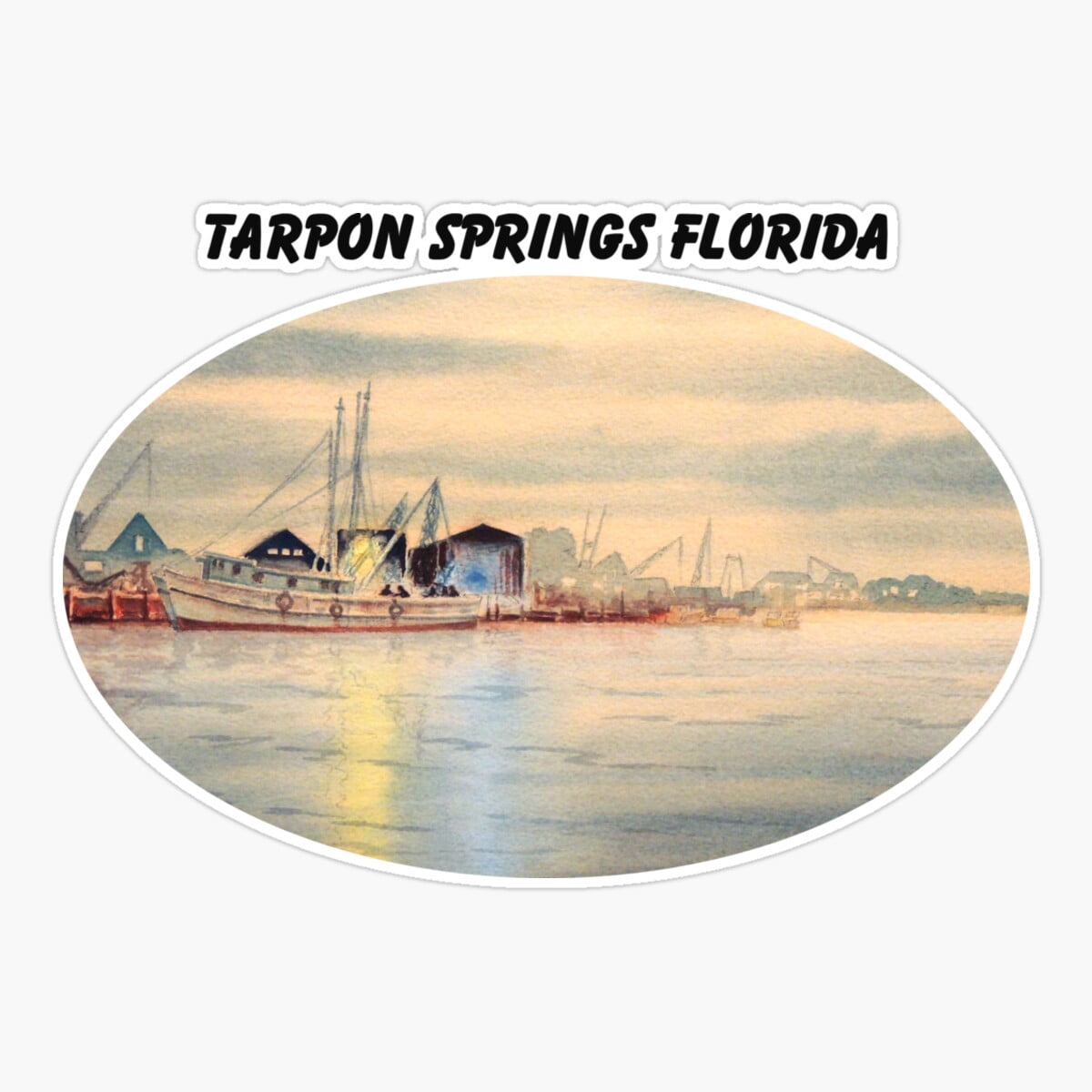 Maneki Sponge Docks At Tarpon Springs Lorida Sticker, Phone Decal Water ...