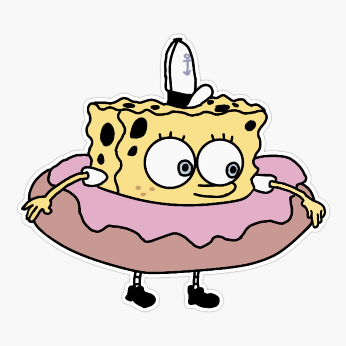 Maneki Spongebob Donut Sticker, Phone Decal Water Bottle Stickers Car ...