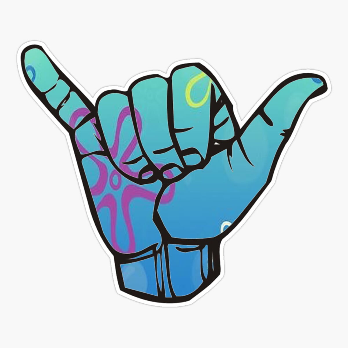 Maneki Spongebob Sky Shaka Sticker, Phone Decal Water Bottle Stickers ...