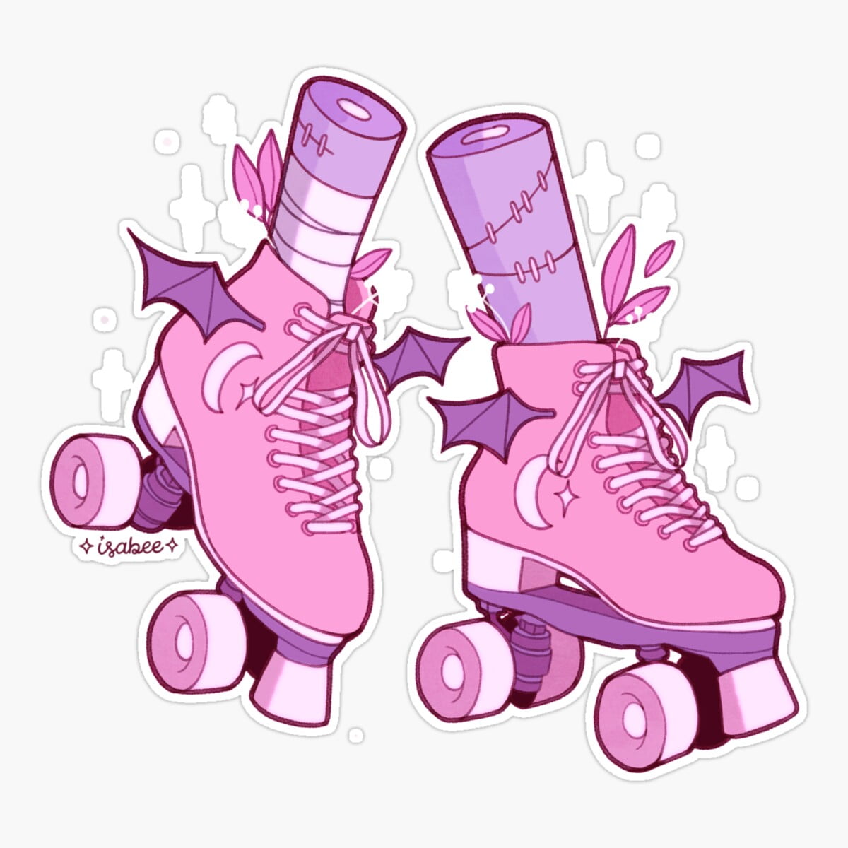 Maneki Spooky Roller Skates Sticker, Phone Decal Water Bottle Stickers ...