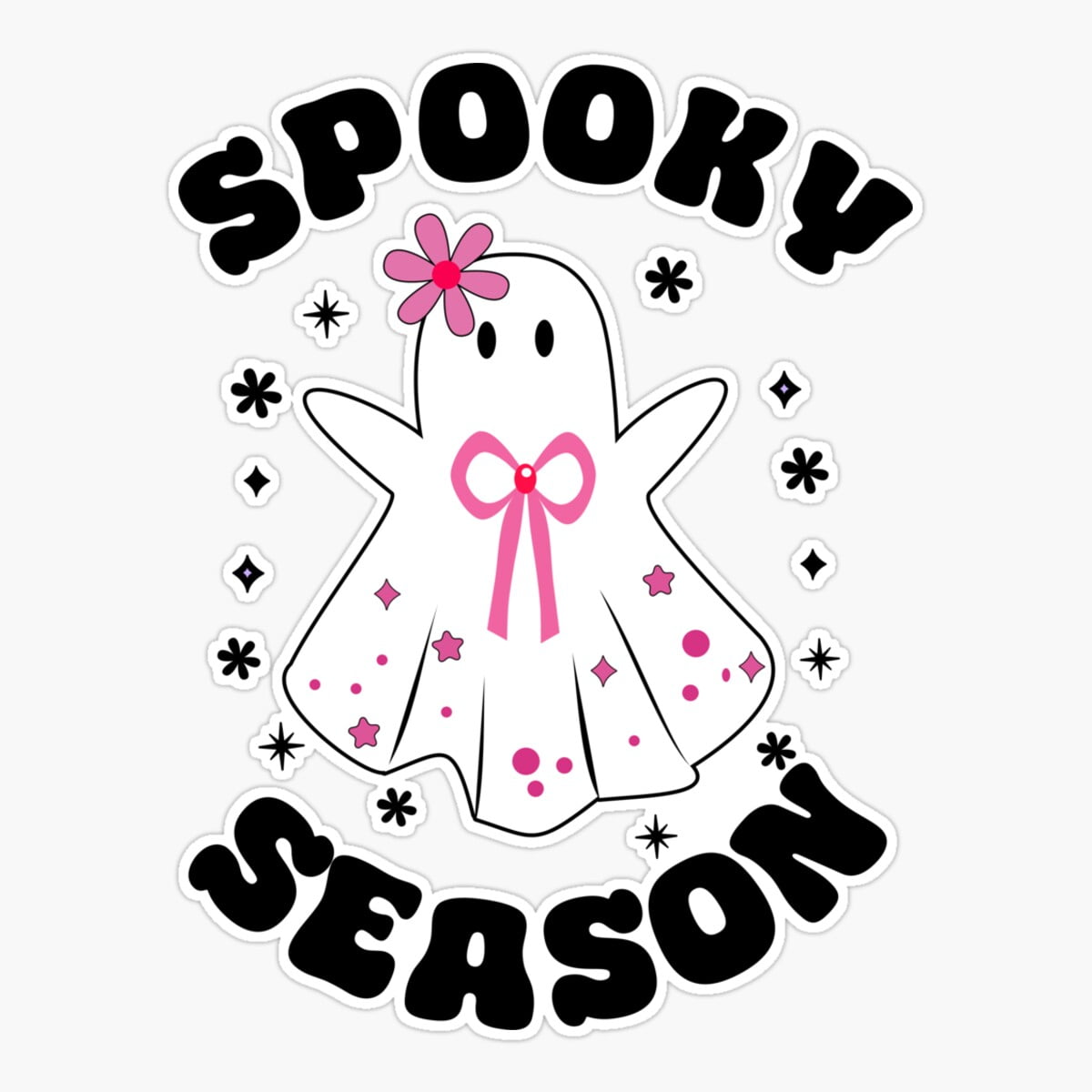 Maneki Spooky Season, Cute Ghost, Spooky Ghost, Coquette Pink Bow Er ...