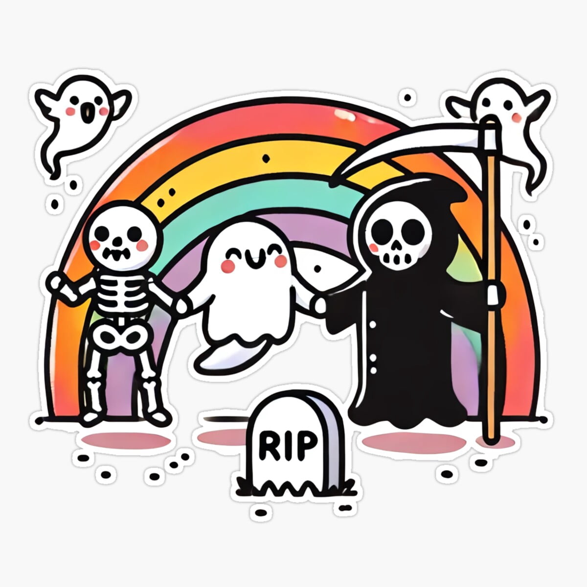 Maneki Spooky Skeleton Pals Er, Phone Decal Water Bottle Stickers Car ...