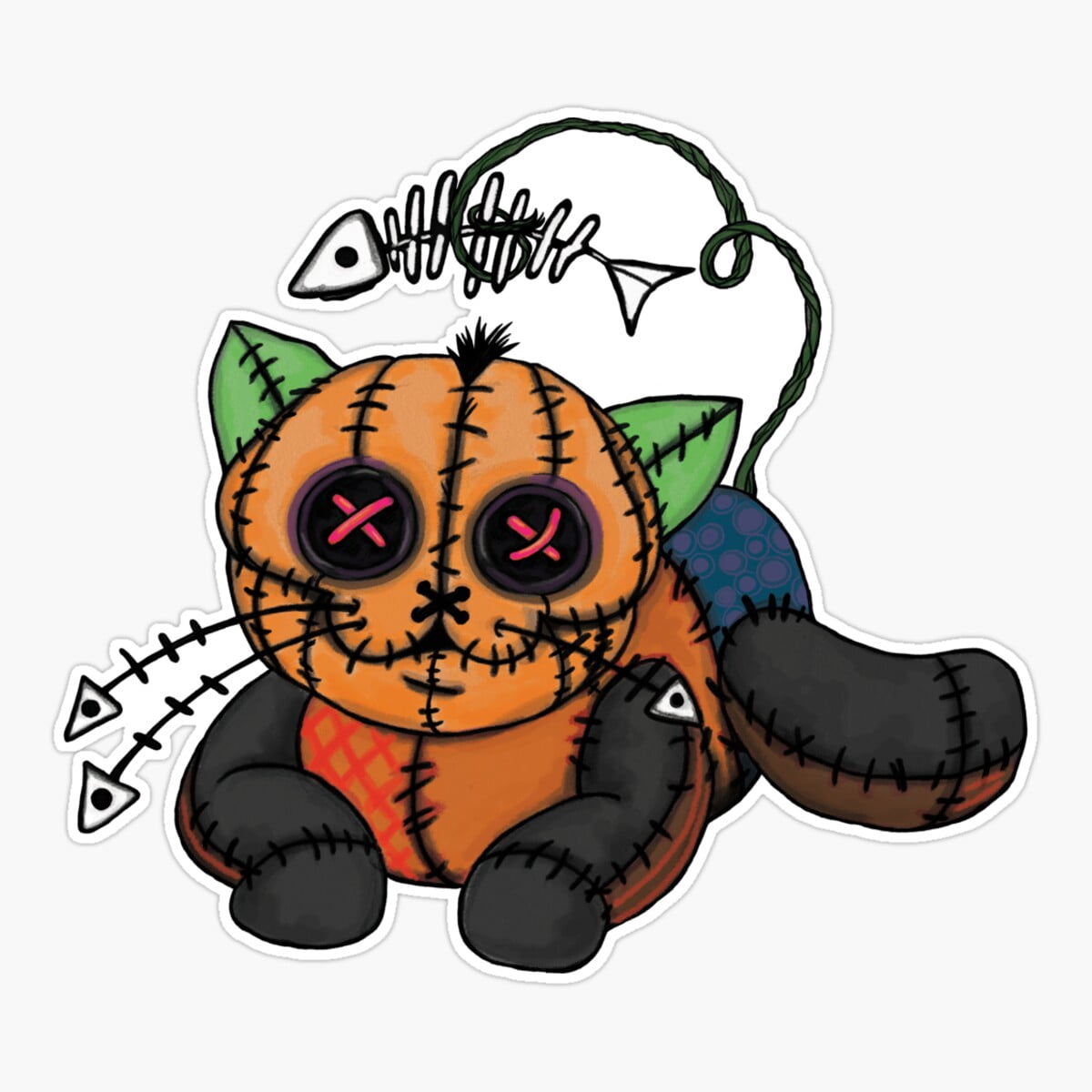 Maneki Spooky Voodoo Cat Sticker, Phone Decal Water Bottle Stickers Car ...