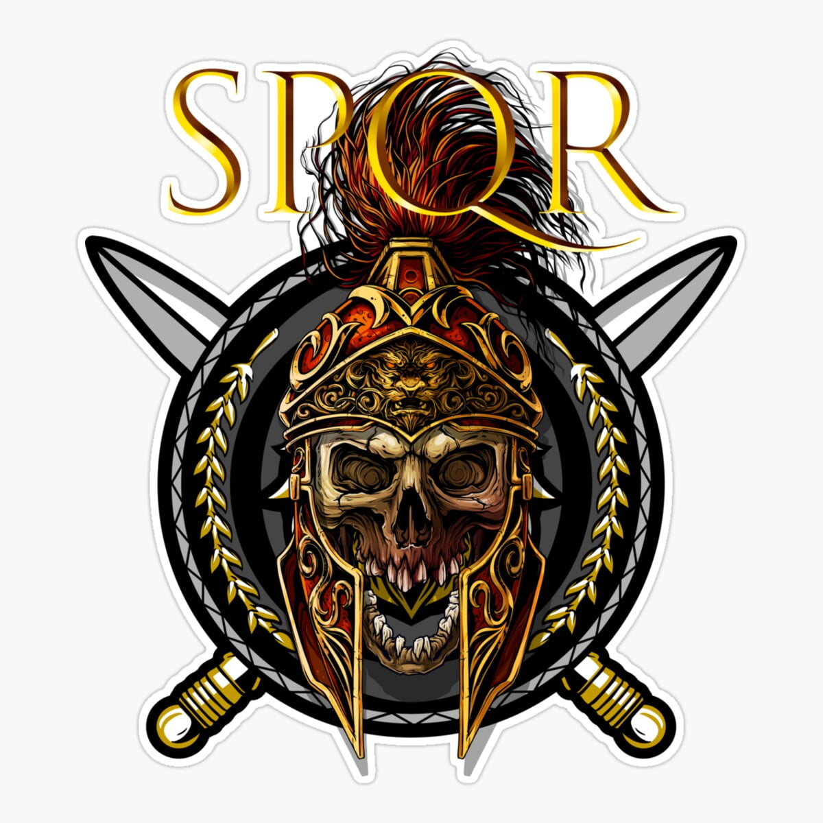 Maneki Spqr Roman Soldier Skull Er, Phone Decal Water Bottle Stickers ...