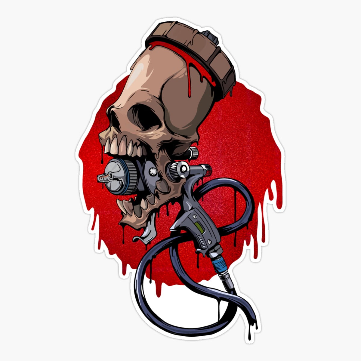 Maneki Spray Gun Skull Sticker, Phone Decal Water Bottle Stickers Car ...