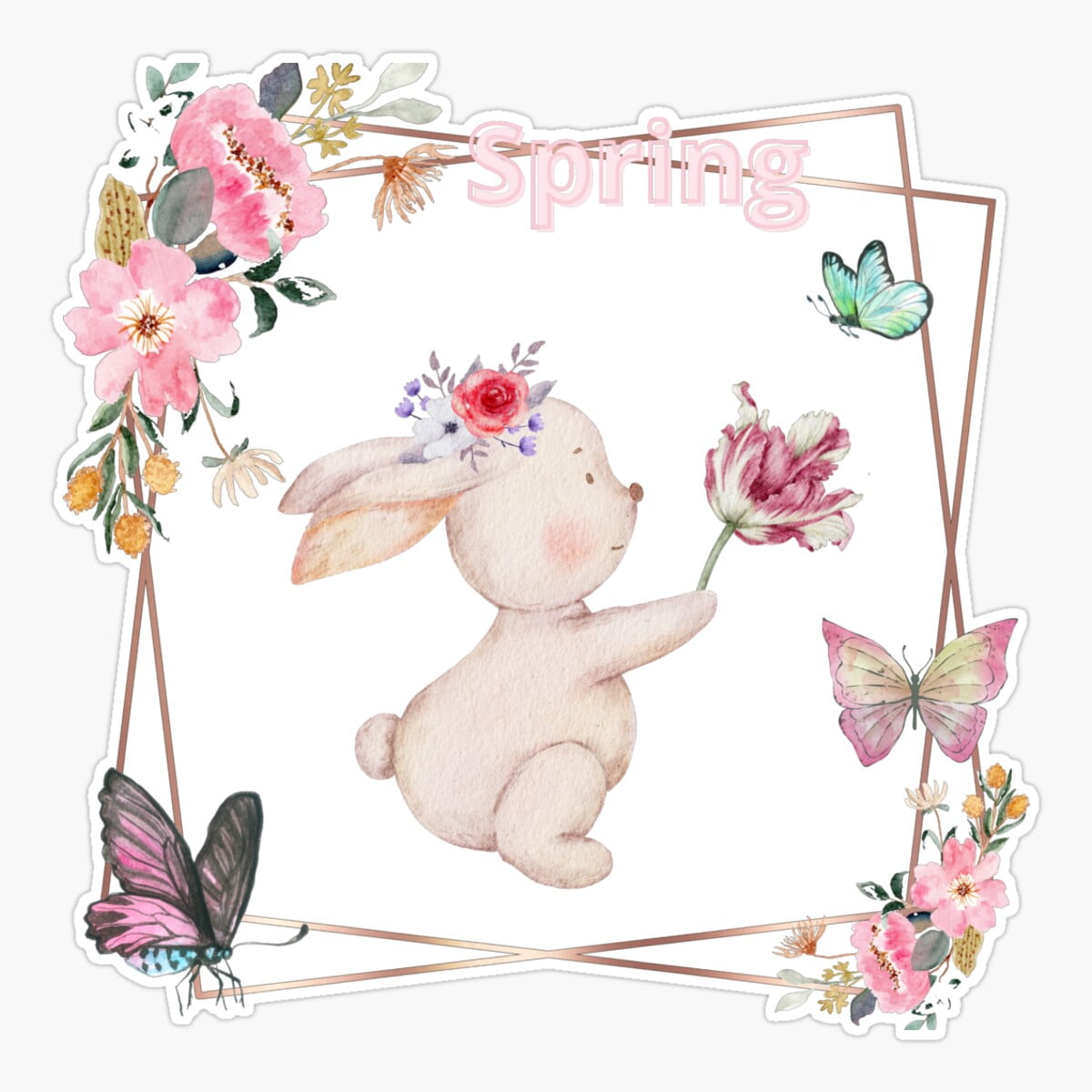 Maneki Spring-Sweet Bunny. Sticker, Phone Decal Water Bottle Stickers ...