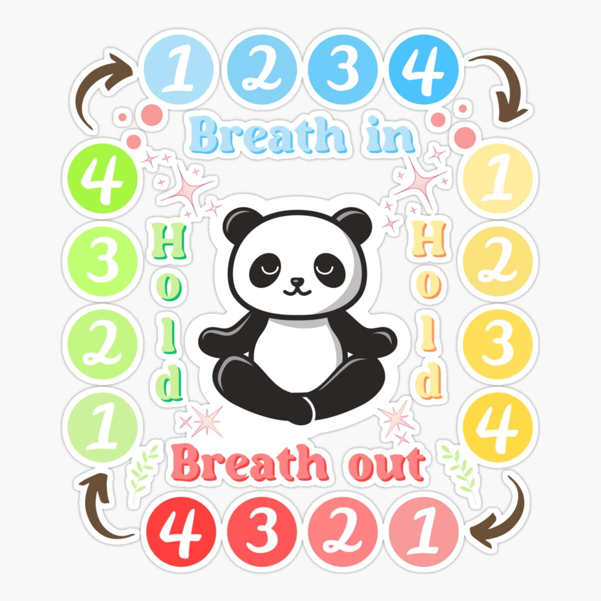 Maneki Square Breathing - Therapy Tool - Meditating Panda Sticker ...