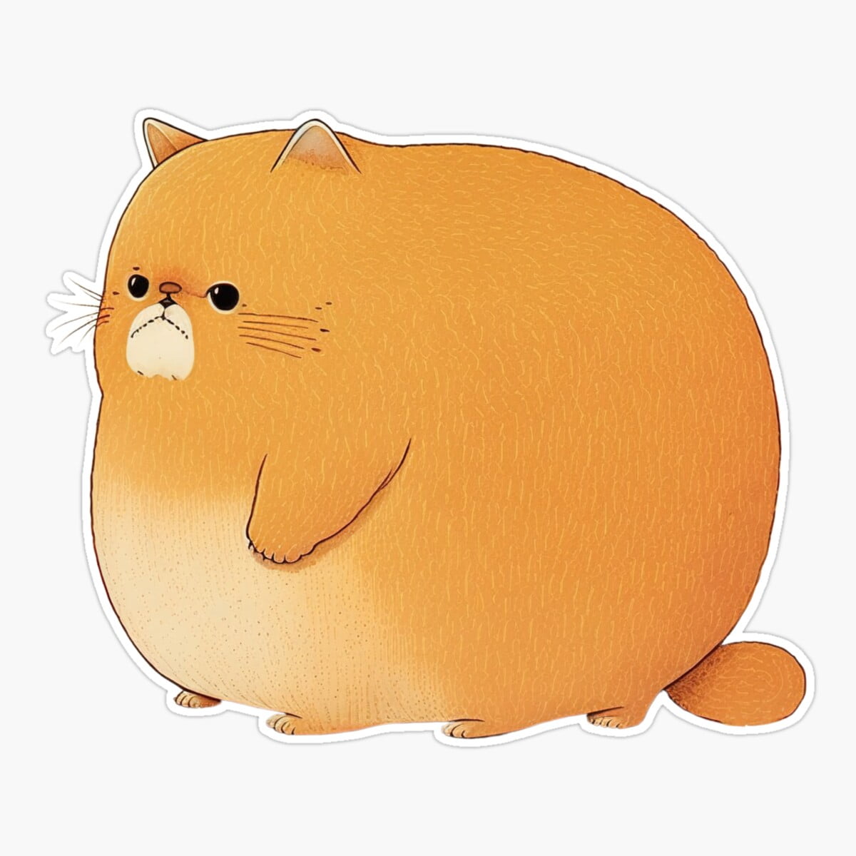 Maneki Square Cute At Orange Cat Sticker, Phone Decal Water Bottle ...