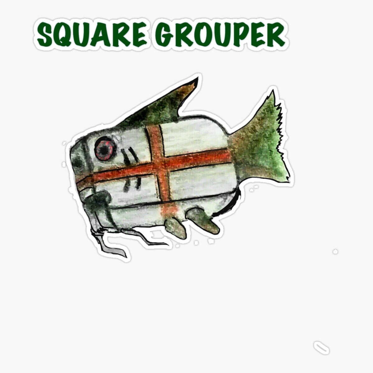 Maneki Square Grouper Er, Phone Decal Water Bottle Stickers Car Decals ...