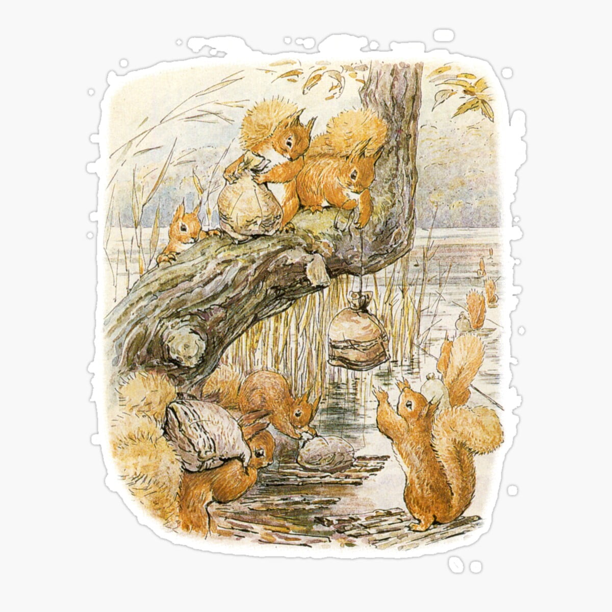 Maneki Squirrel Nutkin - Beatrix Potter Sticker, Phone Decal Water ...