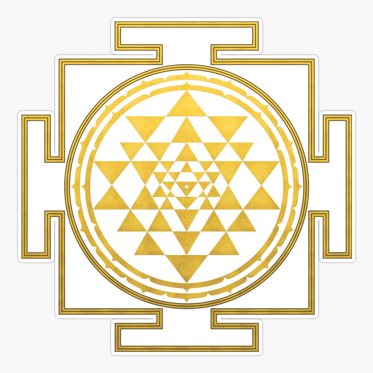 Maneki Sri Yantra - Vintage Gold Sticker, Phone Decal Water Bottle ...