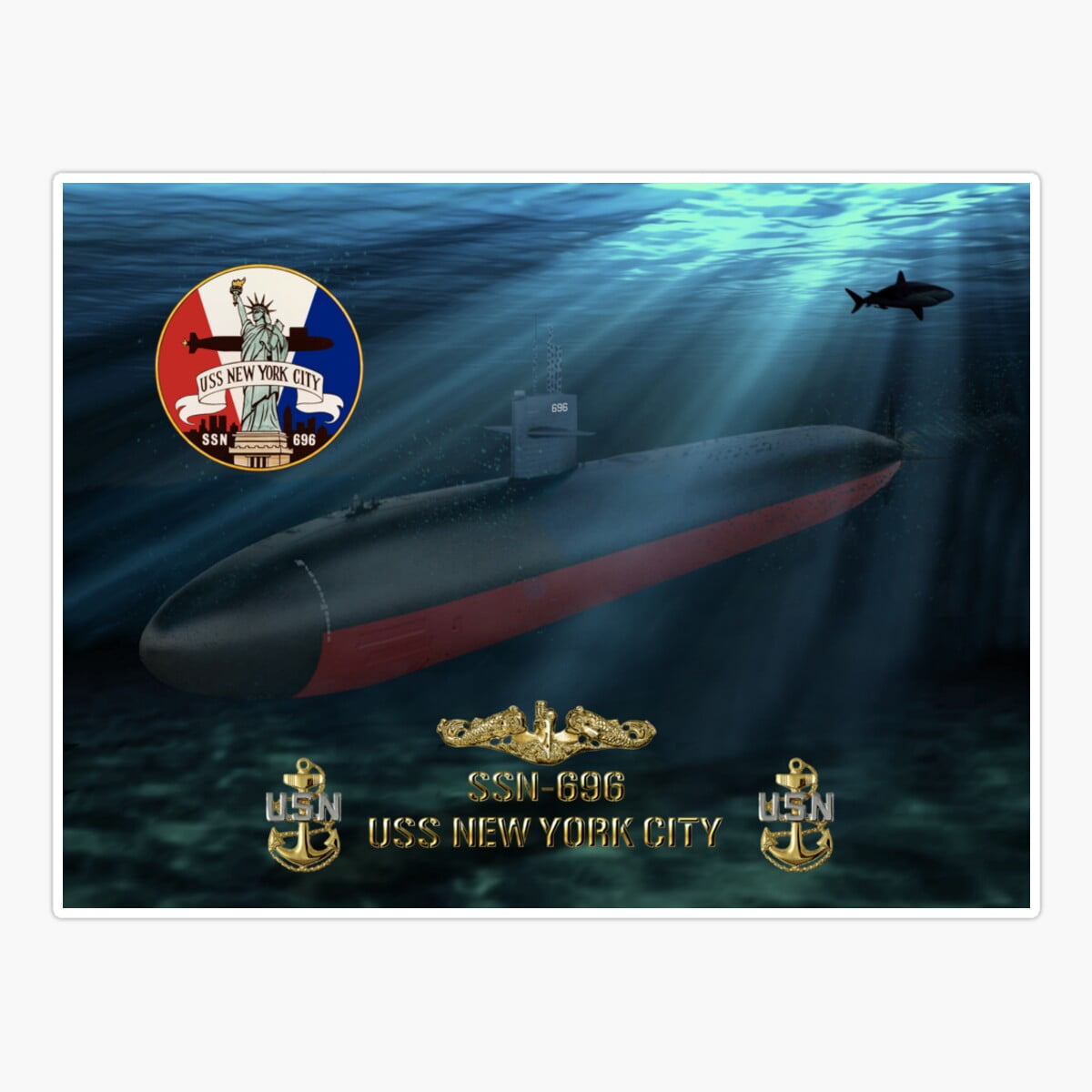 Maneki Ssn-696 Uss New York City Er, Phone Decal Water Bottle Stickers ...