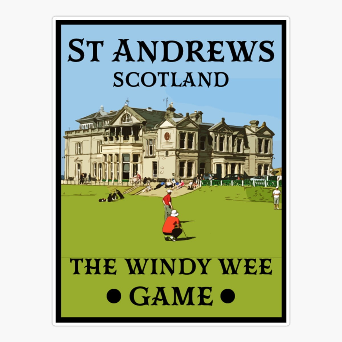 Maneki St. Andrews Scotland Golfers Vintage Travel Golf Poster ...