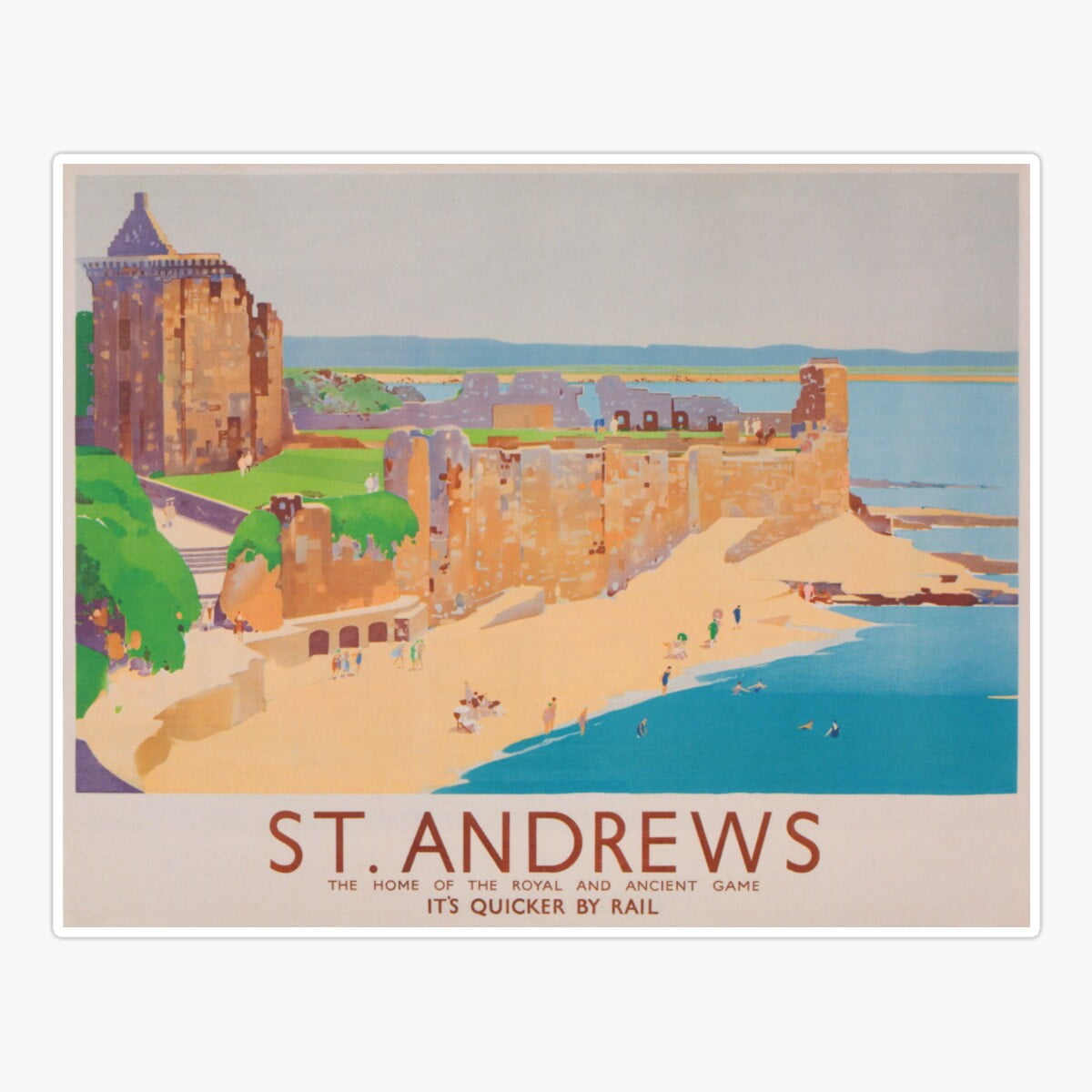 Maneki St. Andrews Scotland Vintage Travel Poster Sticker, Phone Decal ...