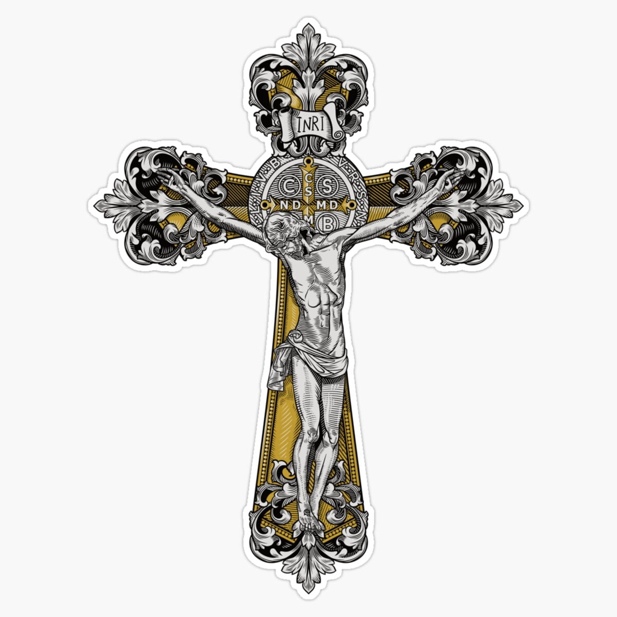 Maneki St Benedict Cross Crucifix Er, Phone Decal Water Bottle Stickers ...