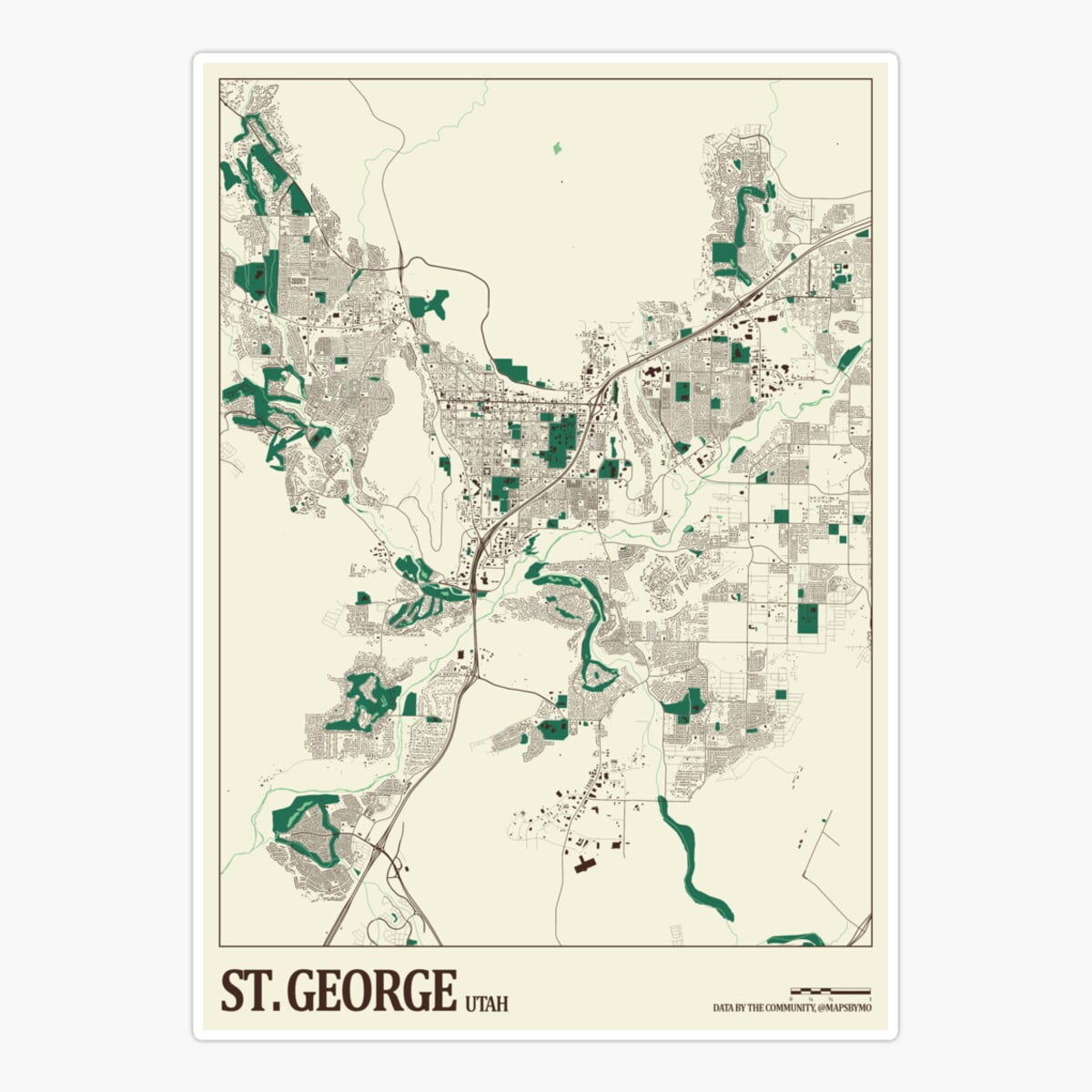 Maneki St. George Street Map Sticker, Phone Decal Water Bottle Stickers ...