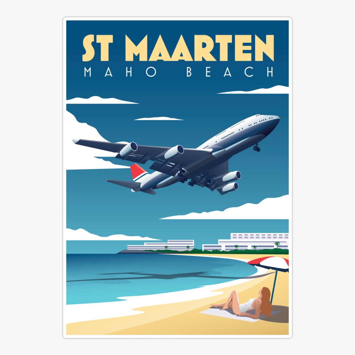 Maneki St Maarten - Maho Beach Aviation Sticker, Phone Decal Water ...