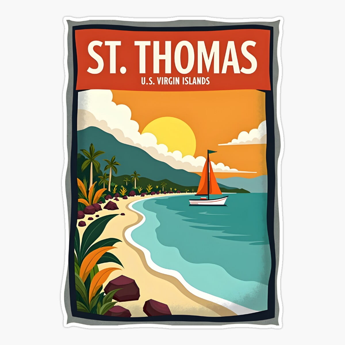 Maneki St Thomas U.S. Virgin Islands Sticker, Phone Decal Water Bottle ...