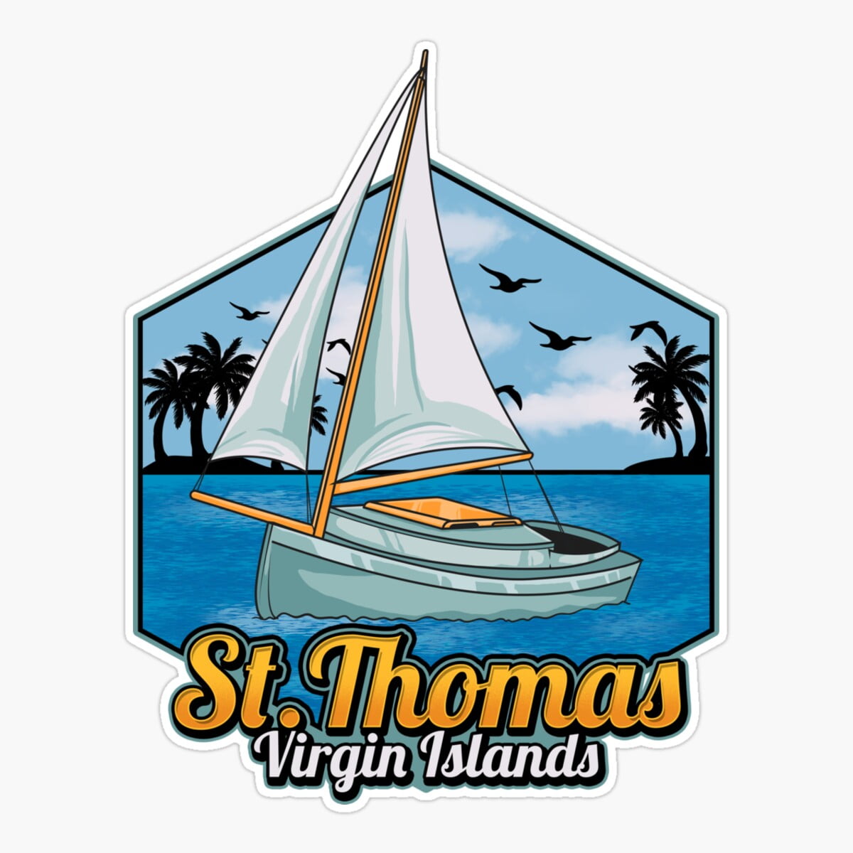Maneki St. Thomas Virgin Islands Sail Sailing Sailor Sticker, Phone ...
