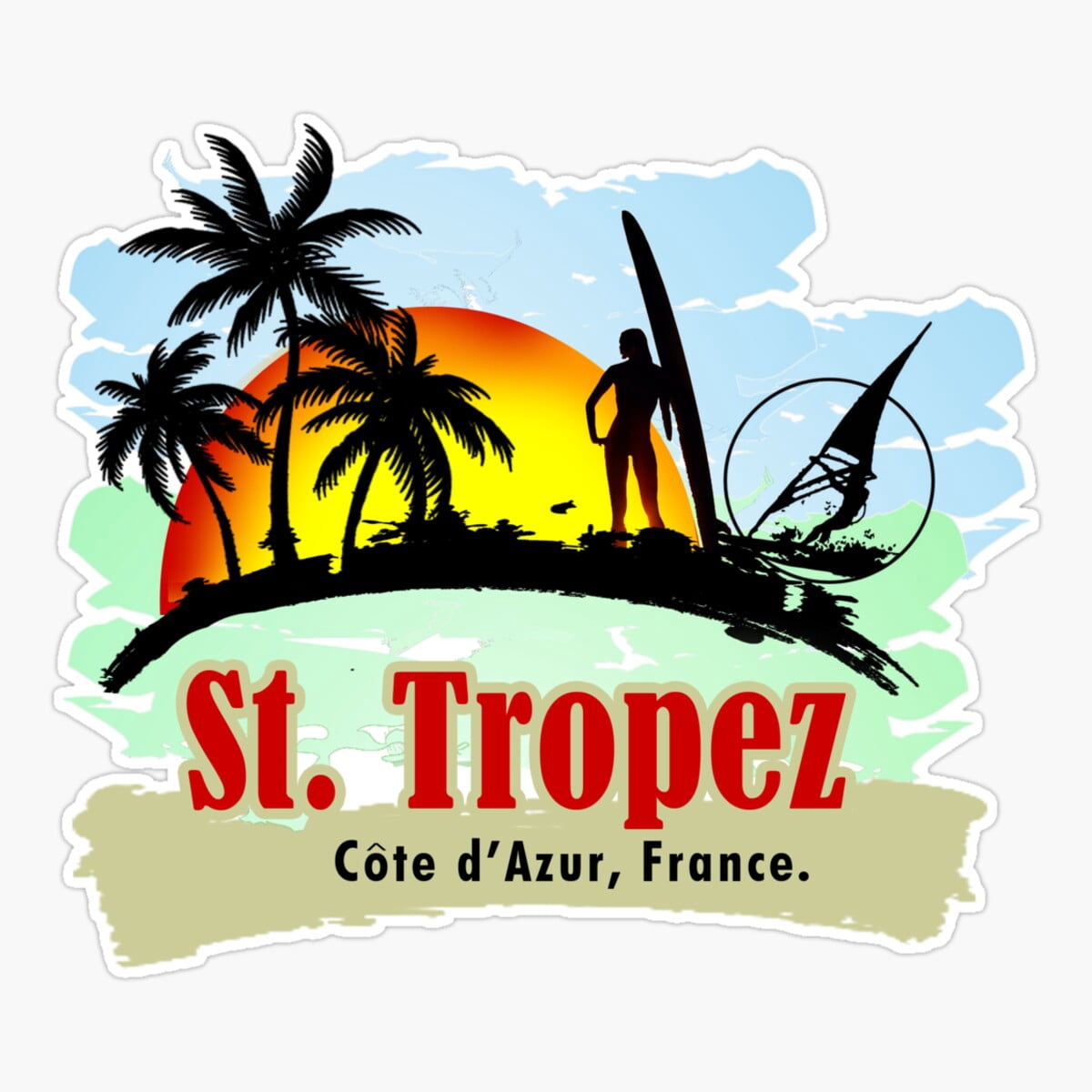 Maneki St. Tropez, French Sticker, Phone Decal Water Bottle Stickers ...