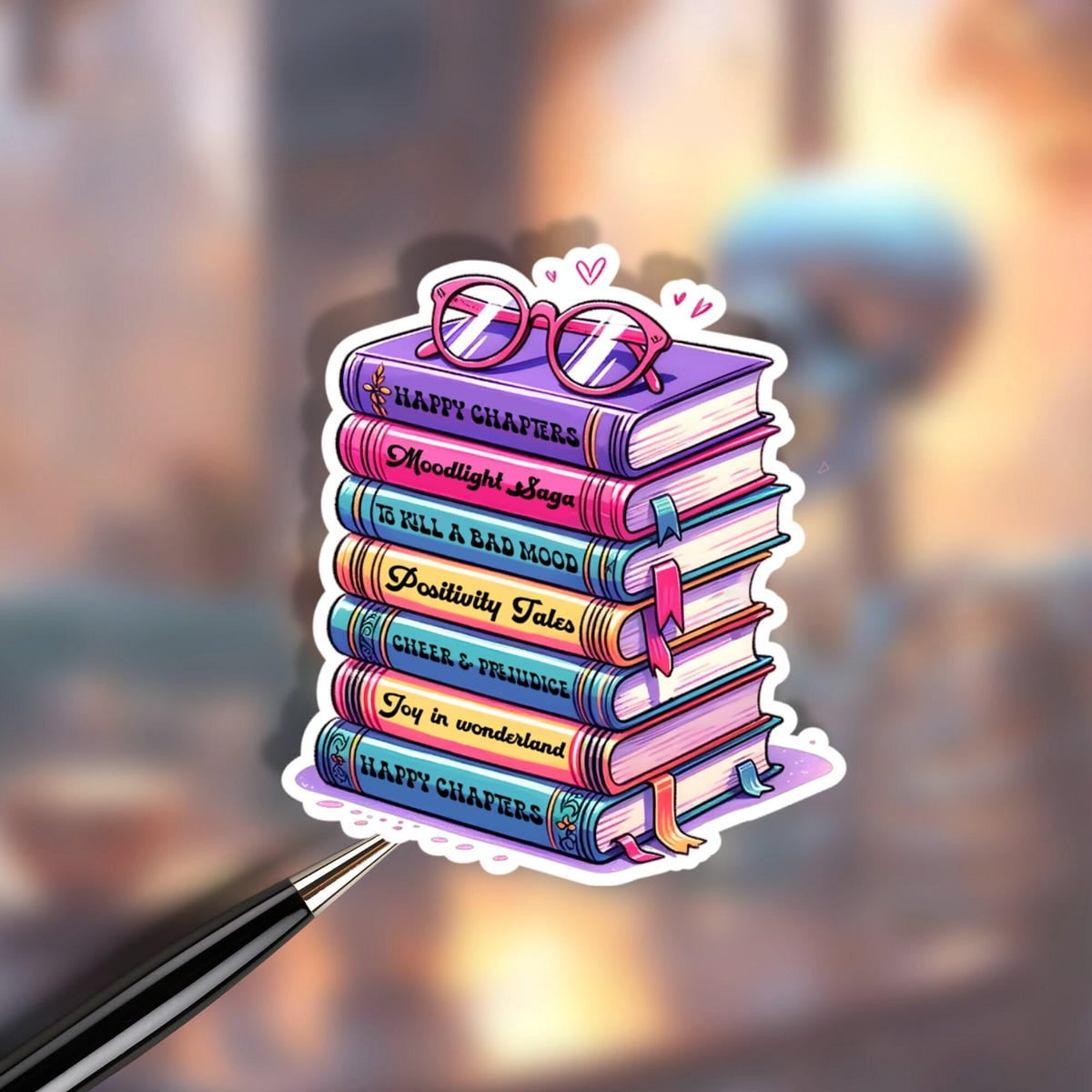 Maneki Stack Of Books, Book Sticker, Reading Sticker, Tbr List, Reader, Library Sticker, Books ...