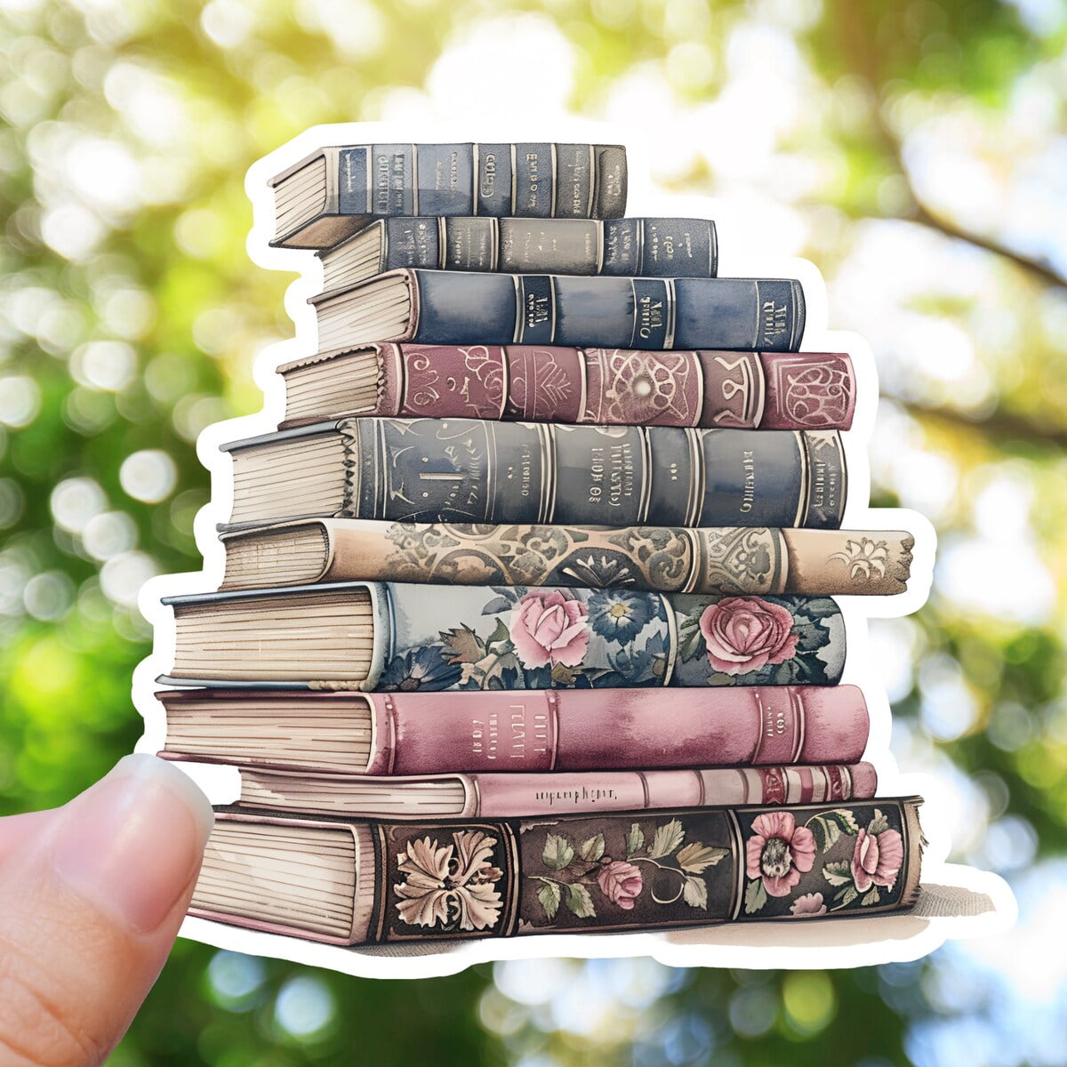 Maneki Stack Of Books Sticker, Dark Romance Stickers, Fairycore Books ...