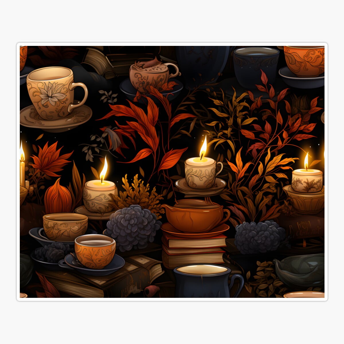 Maneki Stack The Tea Cups Sticker, Phone Decal Water Bottle Stickers ...