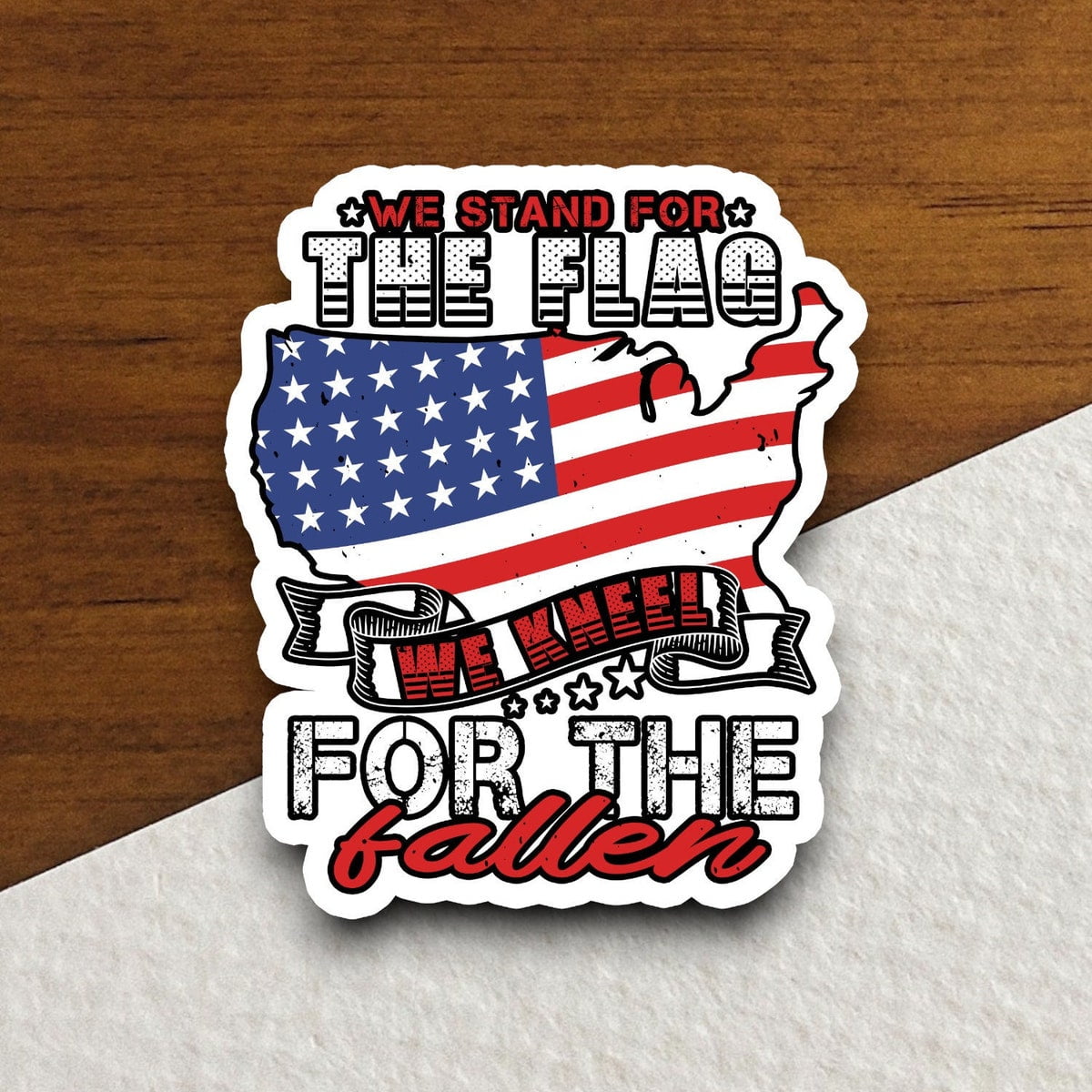 Maneki We Stand For The Flag We Kneel For The Fallen Sticker, Map ...