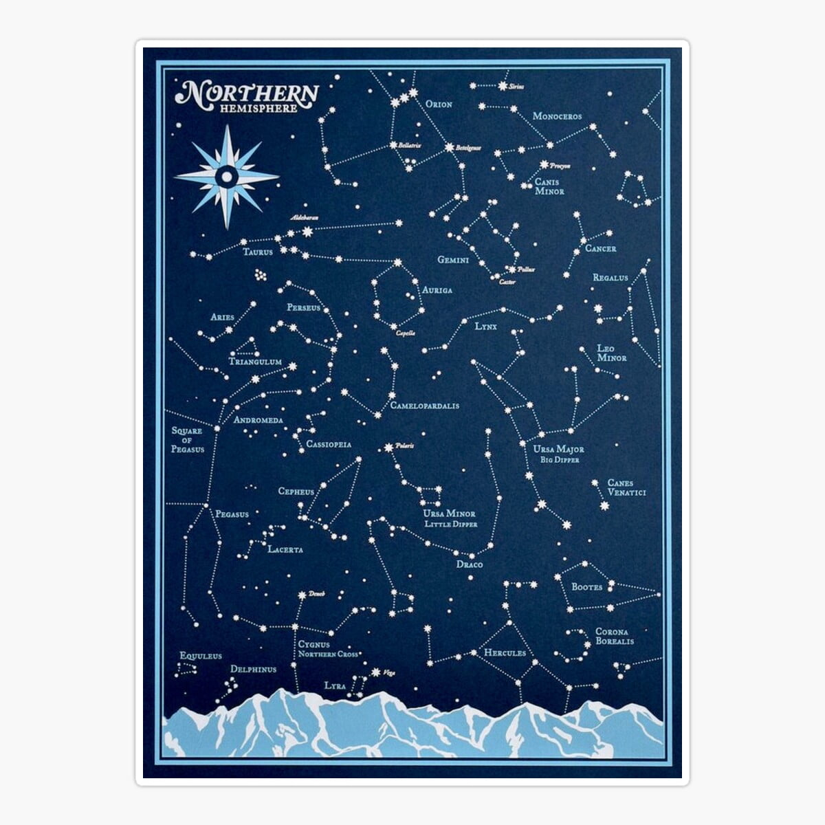 Maneki Star Constellations : Vintage Northern Hemisphere Chart Print ...