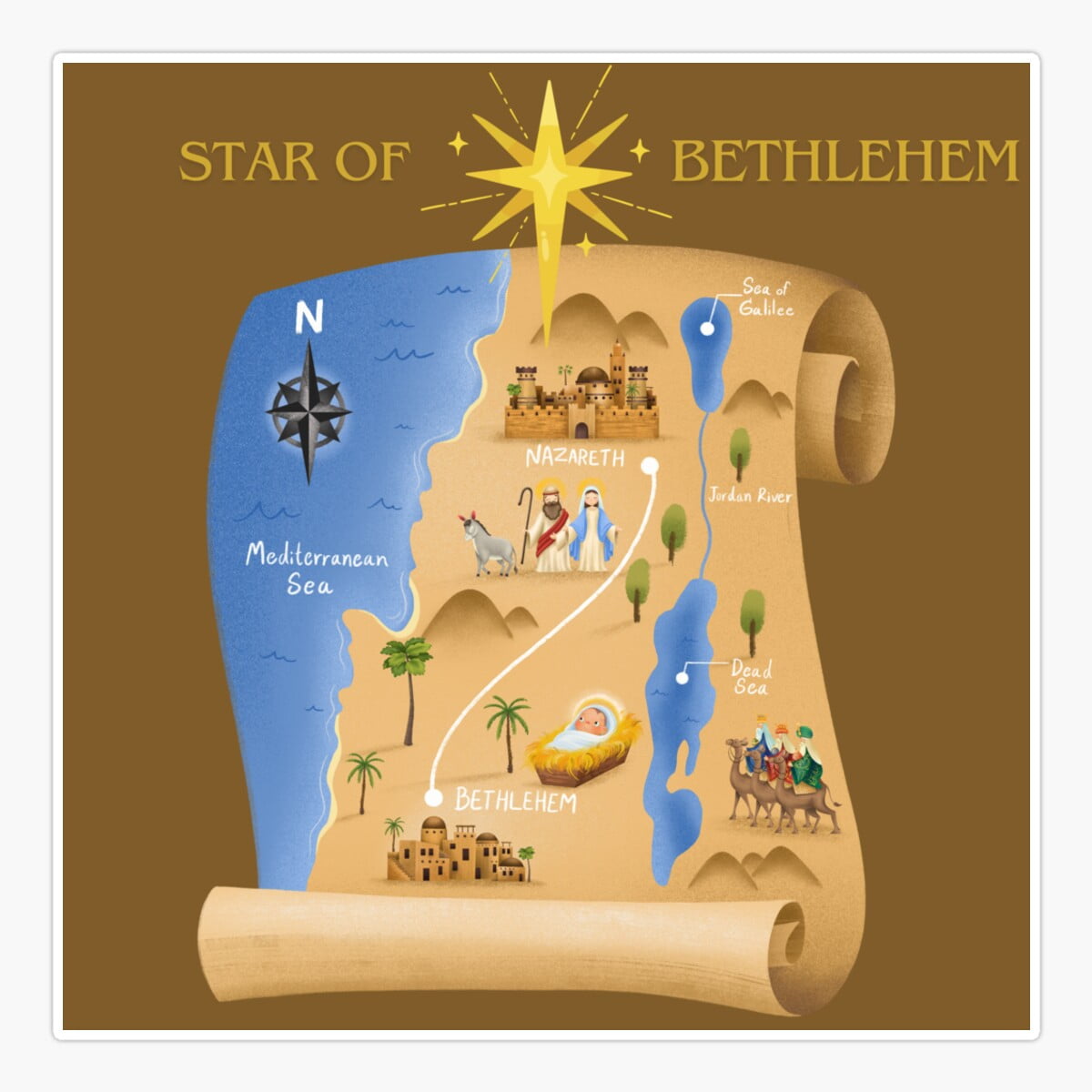 Maneki Star O Bethlehem! Sticker, Phone Decal Water Bottle Stickers Car ...