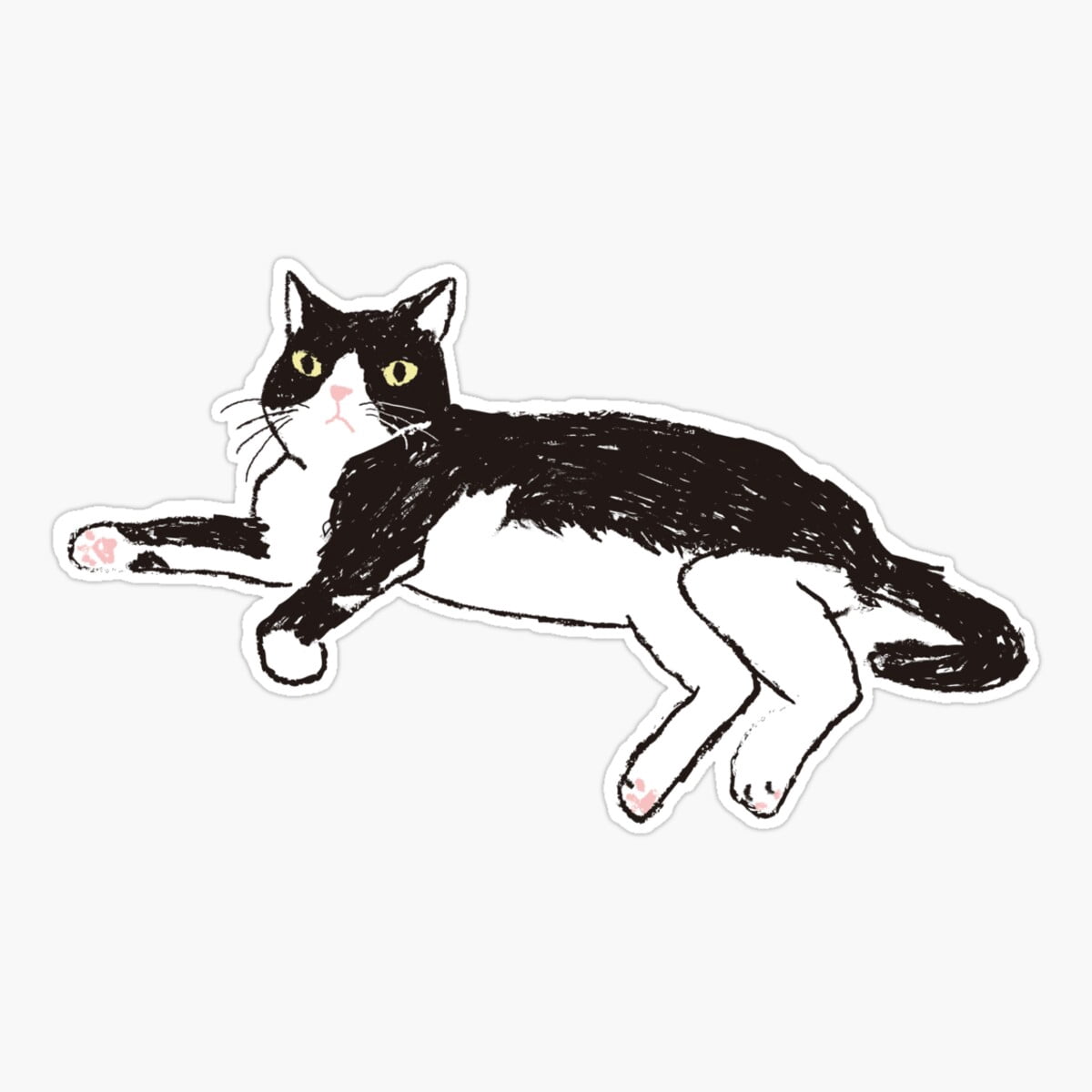 Maneki Staring Tuxedo Cat Sticker, Phone Decal Water Bottle Stickers ...