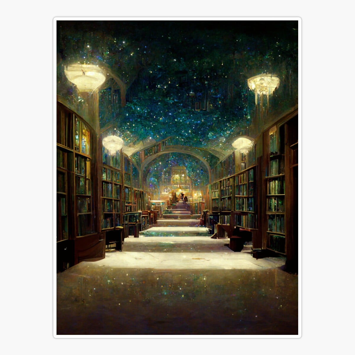 Maneki Starlight Crystal Library Sticker, Phone Decal Water Bottle ...