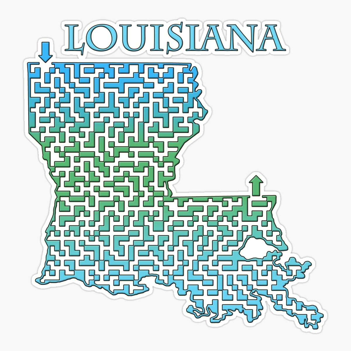 Maneki State O Louisiana Colorul Maze Sticker, Phone Decal Water Bottle ...